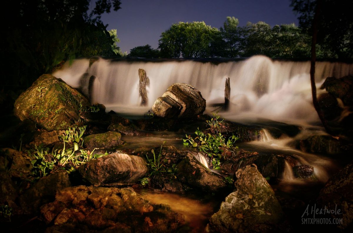 Spring Lake Falls at Night - San Marcos Photos Print Store