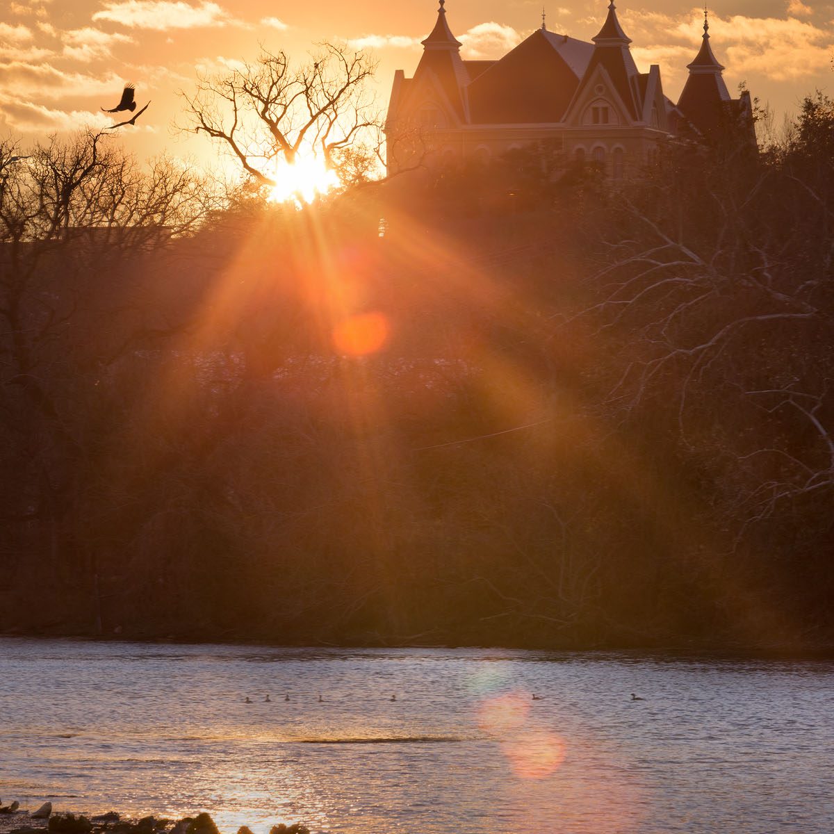 Day's End at Spring Lake & Old Main - San Marcos Photos Print Store
